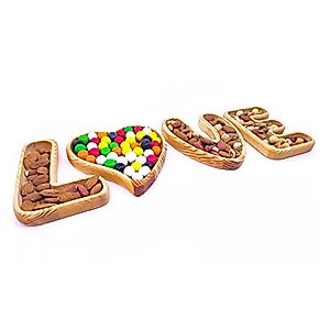 OZWOON Wooden Heart Shape Appetizer Plates Set Ideal Gift And Great For Special Occasions For Snack Candy Nuts Charcuterie Board Set Cheese All are Welcomed Perfect for Valentine's Day