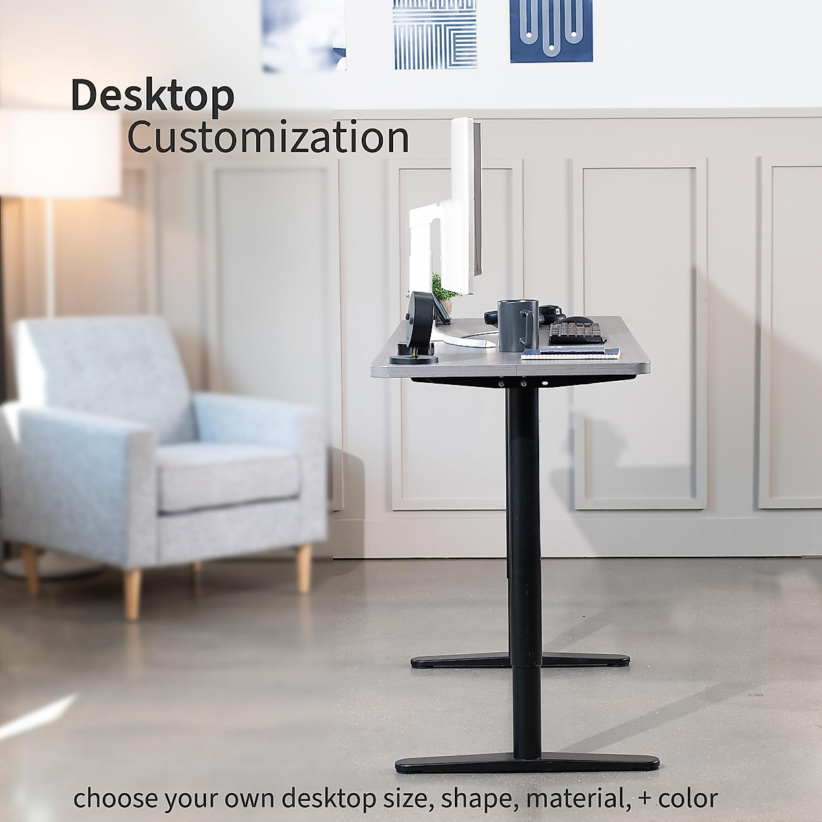 VIVO Compact Electric Stand Up Desk Frame for 39 to 80 inch Table Tops, Single Motor Ergonomic Standing Height Adjustable Base with Memory Controller, Black, DESK-E151EB