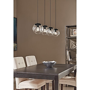 Linea di Liara Sferra Modern Large Glass Pendant Light Kitchen Island Black Pendant Lighting Clear Glass Globe Pendant Light Mid Century Hanging Light Fixture, LED Edison Bulb Included, UL Listed