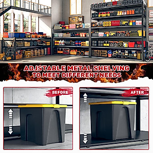 REIBII 84“H Garage Shelving Heavy Duty Storage Shelves 3500 LBS Adjustable Metal Shelving Uints and Storage for Garage,Warehouse,School,Commercial,Business, 60 "W x 24 "D x 84 "H