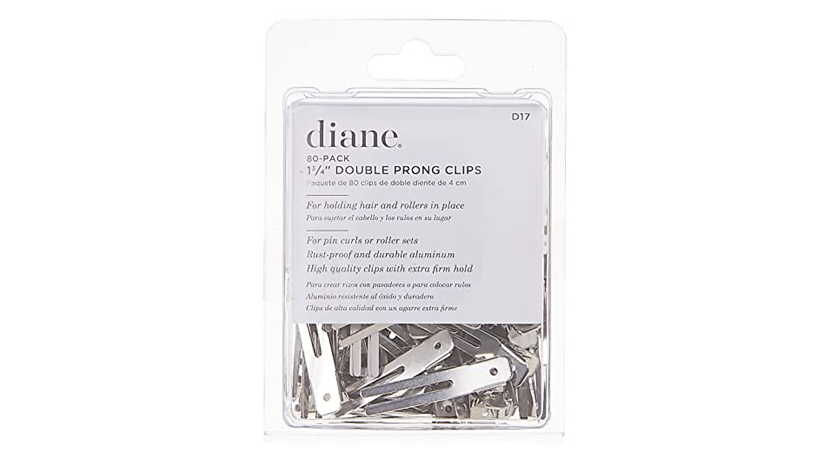 Diane Double Prong Hair Clips - Silver, 80 Pack for Hair & Curl Styling