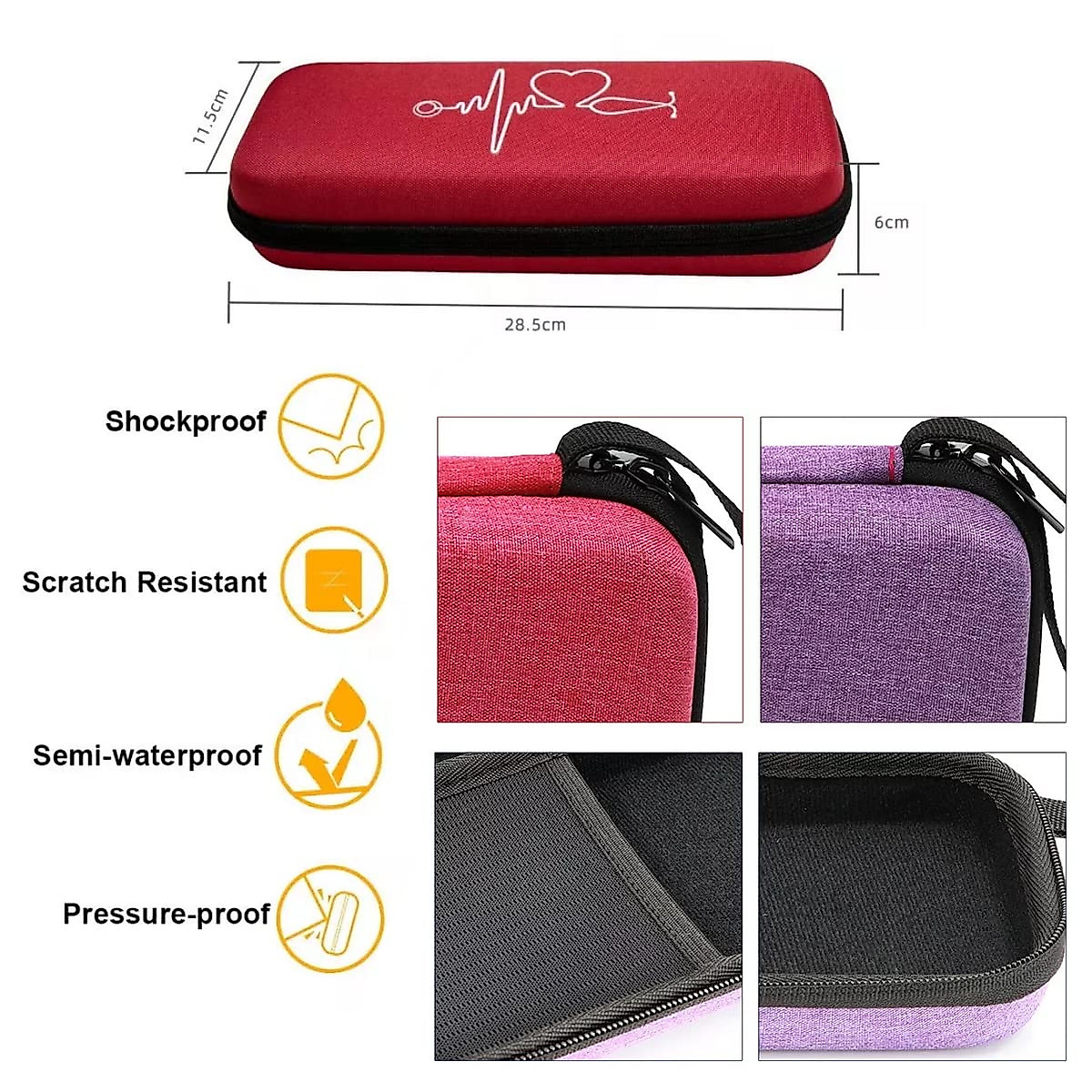 Zam Imports Stethoscope Case Only Carry Medical Bandage Shears EMT Trauma Scissors LED Penlight and 3M Littmann Classic III, Lightweight II S.E, MDF Acoustica Deluxe Stethoscopes (1, Aqua)