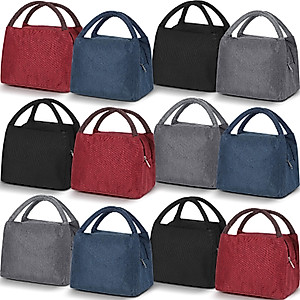 Chunful 12 Pcs Insulated Lunch Bags Bulk for Kids Women Adult Reusable Lunch Tote Bag Waterproof with Aluminum(Multi Color)