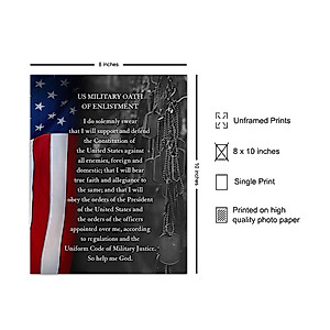 American Flag Wall Art - Military Oath of Enlistment - Patriotic Home Decor - Gift for Soldiers, Veterans Day, Vets, USAF, Army, Navy, Air Force, Marines, Coast Guard, Men, Women - Poster Print
