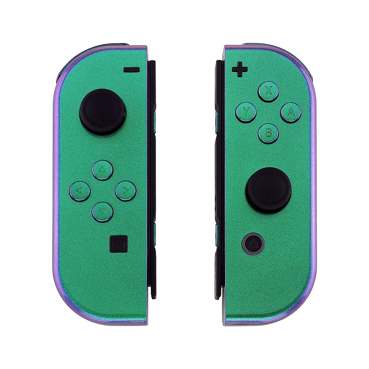 eXtremeRate DIY Replacement Shell Buttons for Nintendo Switch & Switch OLED, Chameleon Green PurpleCustom Housing Case with Full Set Button for Joycon Handheld Controller - Console Shell NOT Included