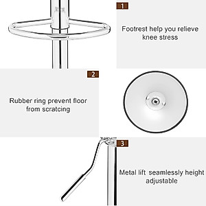 VECELO Bar Stools, Adjustable Bar Stools Set of 4, Counter Height Barstool with Back and Arms, Swivel PU Leather Bar Chairs for Kitchen/Island, White