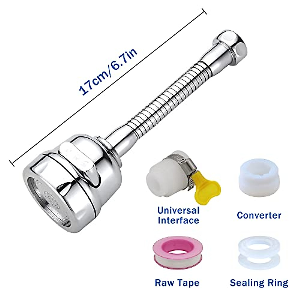 Pinkiou Faucet Sprayer Attachment, Kitchen Sink Sprayer Attachment for Faucet, 360° Rotatable Anti-Splash Faucet Aerator Faucet Nozzle with 3 Modes Adjustment