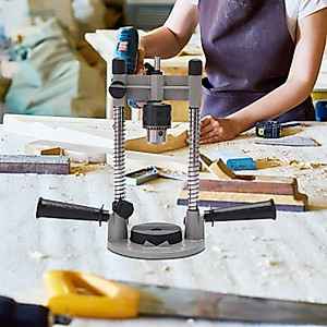 Almencla Drill Press Stand, Multi Angle Drill Guide Attachment with 8mm Chuck, 45 Degree Adjustable Angle Drill Holder for 1/2in 1/4in or 3/8in Drills