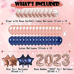 HappyField Rose Gold and Navy Blue Graduation Party Decorations 2023 Navy Blue Rose Gold Party Decorations Rose Gold and Navy Blue Birthday Party Decorations Gender Reveal Bridal Shower Baby Shower