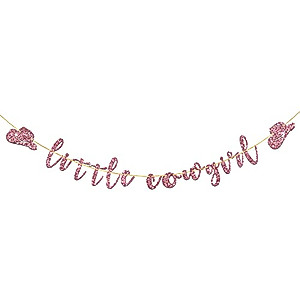 Talorine Little Cowgirl Banner, West Theme Baby Shower, Baby Girls 1st Birthday Banner, Pregnancy Announcement, Gender Reveal Mexican Party Decorations, Pink Glitter