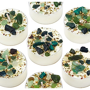 Heart Chakra Candle by New Moon Beginnings - Chakra Candles - Dried Flower, Herb, & Crystal Candles - Aromatherapy Candles - Soy Candle - Set of 6 Tealights