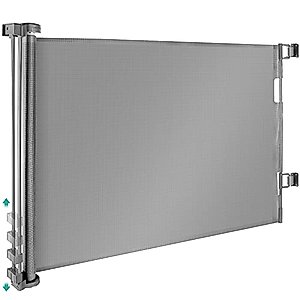 Retractable Baby Gate 65" Dog Gate Mesh Safety Pet Gate Indoor Outdoor Child Safety Baby Gates for Stairs, Doorways, Hallways