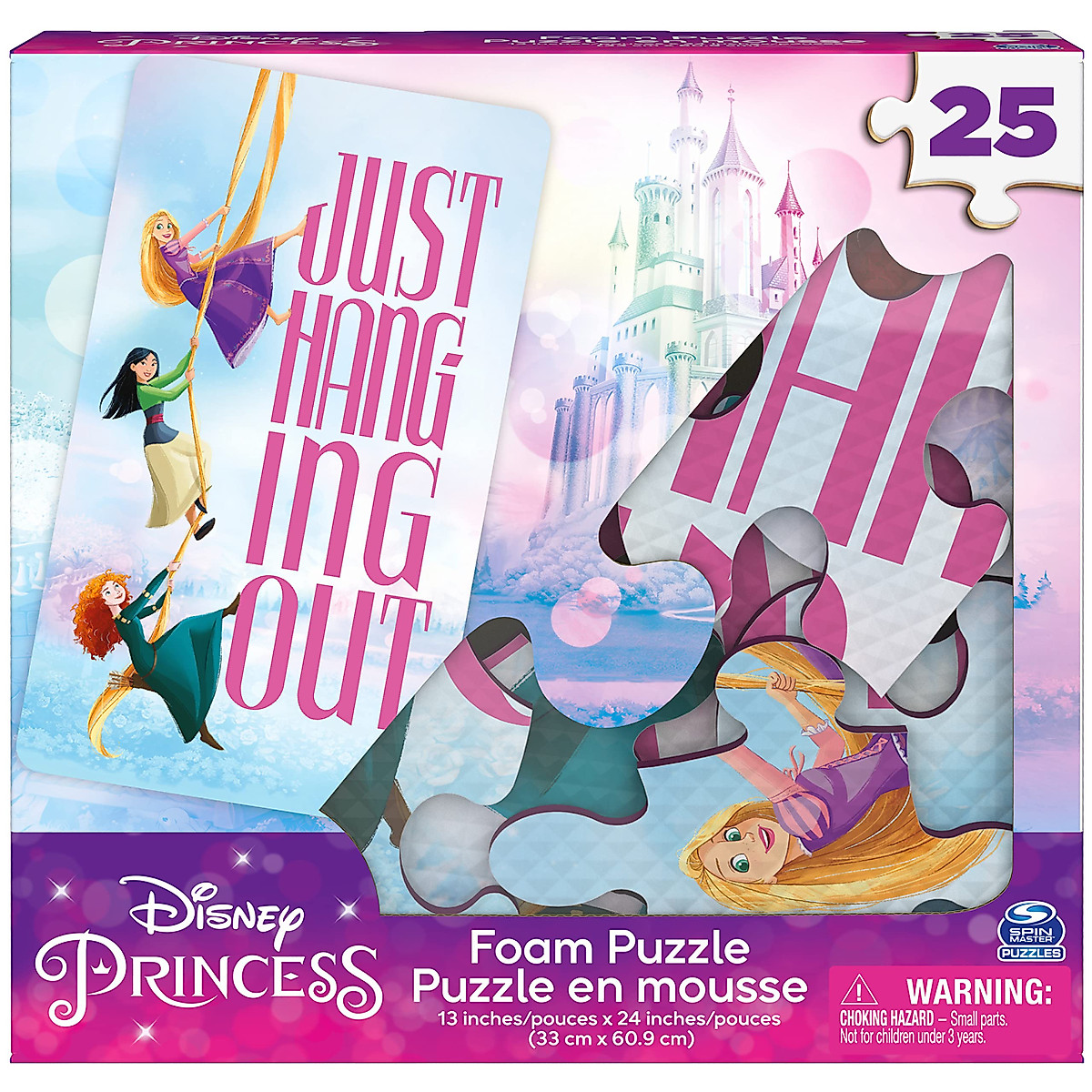 Disney Princess, 25-Piece Jigsaw Foam Squishy Puzzle Just Hanging Out Rapunzel Mulan Merida, for Kids Ages 4 and up