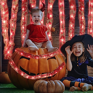 Brizled Lighted Halloween Creepy Blood Gauze Cloth, 16.4ft 50 LED Bloody Cloth Halloween String Lights, Steady ON/Twinkle Spooky Fabric Bloody Strip with Lights Haunted House Staircase Windows Decor