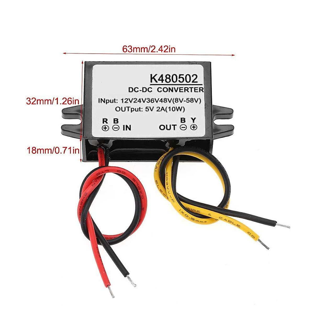 DC-DC Converter 48V Step-Down to 5V 2A Buck Converter Waterproof Power Supply Transformer Voltage Module