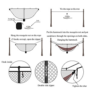 Wecamture Hammock Bug Mosquito Net XL 11x4.6FT No-See-Ums Polyester Fabric for 360 Degree Protection Dual Sided Diagonal Zipper for Easy Access Fits All Hammocks