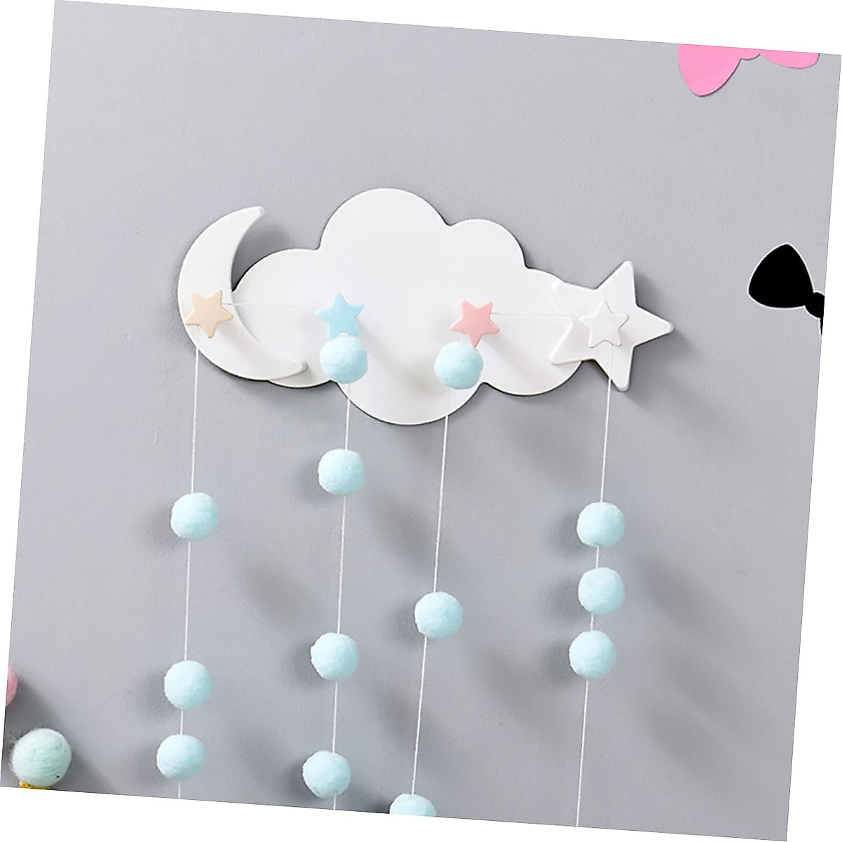 OFFSCH 2pcs Star Moon Hook Cartoon Wall Entryway Hanger Wall Mount Coat Hooks Wall Decorative Hooks Coat Hanger Adhesive Hooks Hanging Towel Rack White No Trace Plastic Nightgown