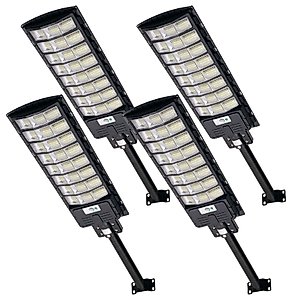 Sararoom 800W Solar Street Lights Outdoor Waterproof，16000 LM Dusk to Dawn Solar Flood Light with Remote Motion Sensor，Dimmable LED Street Light for Parking Lot, Yard, etc（ 4 Pack ）