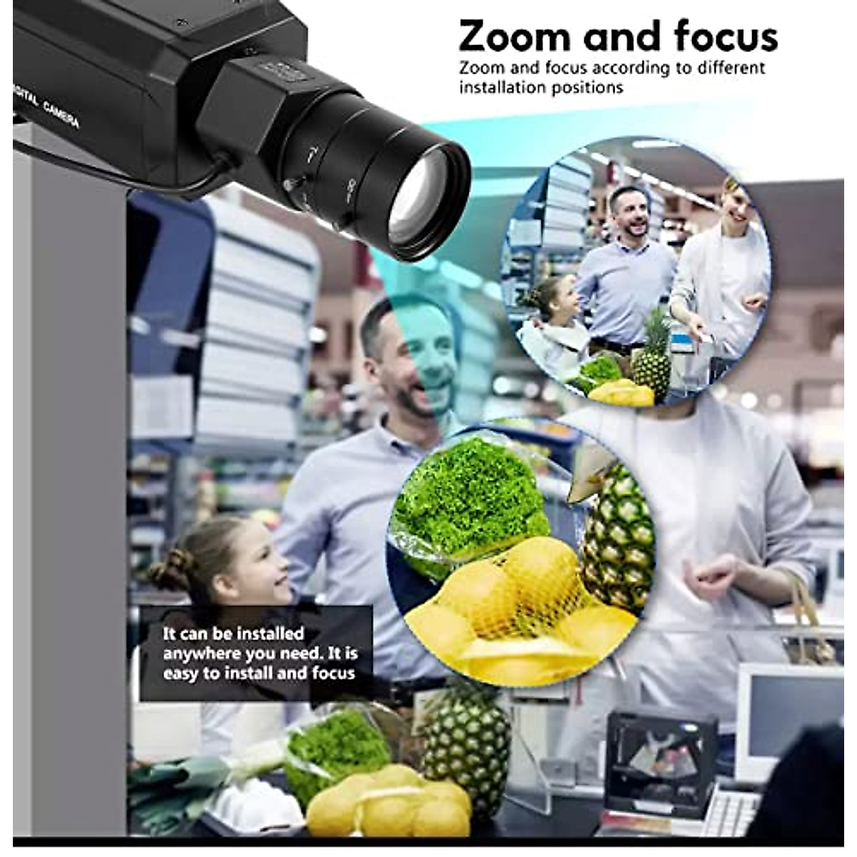 Vanxse CCTV 1/3 CCD HD 960H Auto Iris 1000tvl 6-60mm F1.6 Varifocal Lens Bullet Box Camera Surveillance Indoor/Outdoor Security Camera