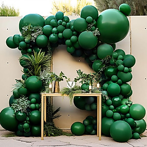 Dark Green Black Balloon Garland Double Stuffed Balloons Different Sizes Latex Emerald Green Black Balloon Hunter Green Black Balloon Arch Kit for Birthday Baby Shower Christmas Safari Party decoratio