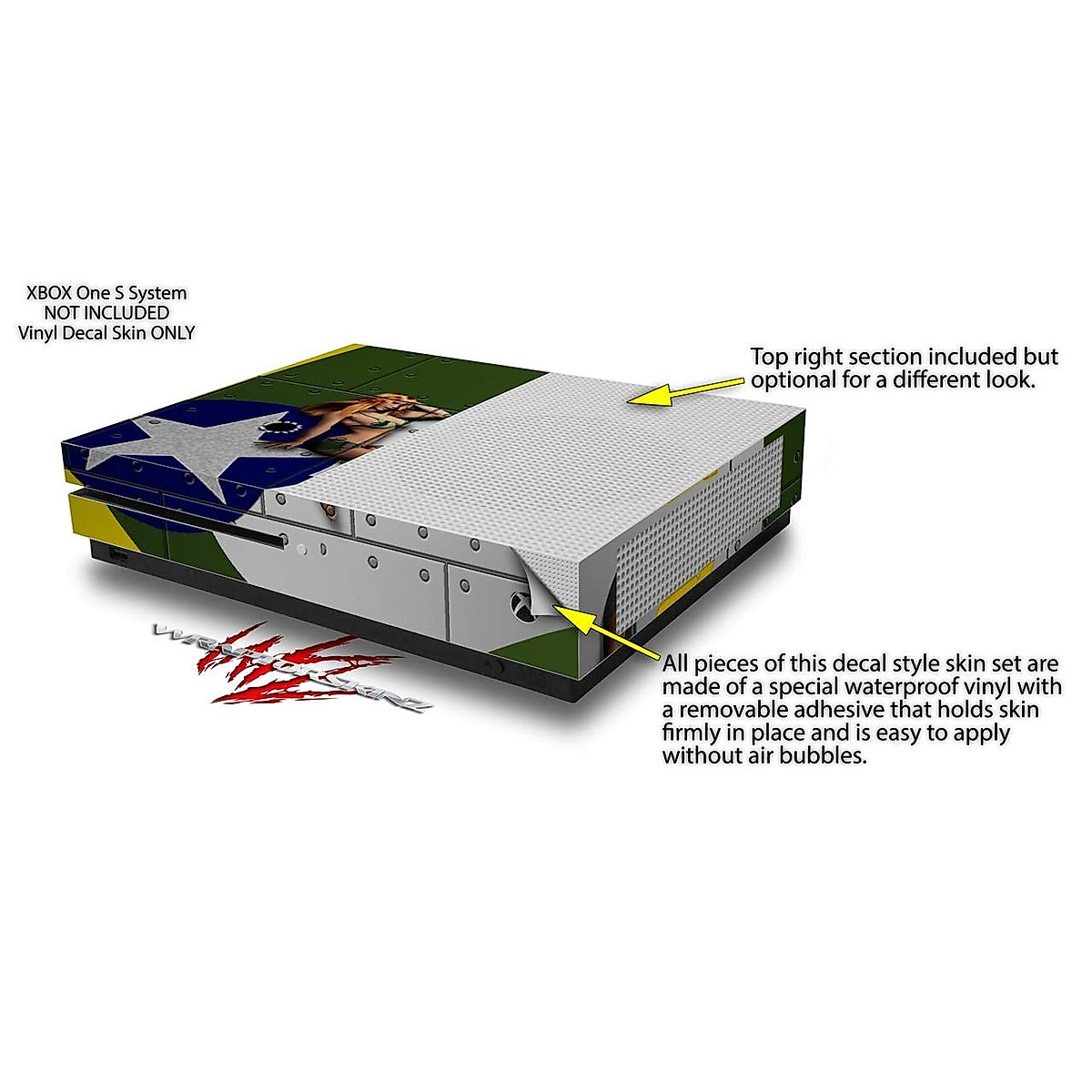 WraptorSkinz Decal Vinyl Skin Wrap Compatible with Xbox One S Console and Controllers - WWII Bomber War Plane Pin Up Girl