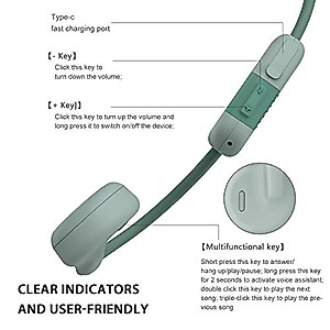 IFECCO Bone Conduction Headphones, Open Ear Wireless Headphones Bluetooth 5.0 with Mic, Waterproof IPX6 Ultra-Lightweight Sport Headsets for Jogging Running Driving Cycling(Green)