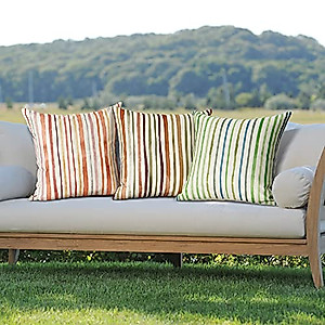 UINI Set of 2 Striped Throw Pillow Covers, 20×20 Outdoor Spring Summer Pillow Covers, Farmhouse Bohemian Style Decorative Cushion Covers for Furniture Patio Couch Bench Sofa