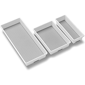 madesmart Classic 3-Tray Bin Pack - White | CLASSIC COLLECTION | Multi-Purpose Storage | Soft-grip Lining and Non-slip Rubber Feet | Durable | BPA-Free