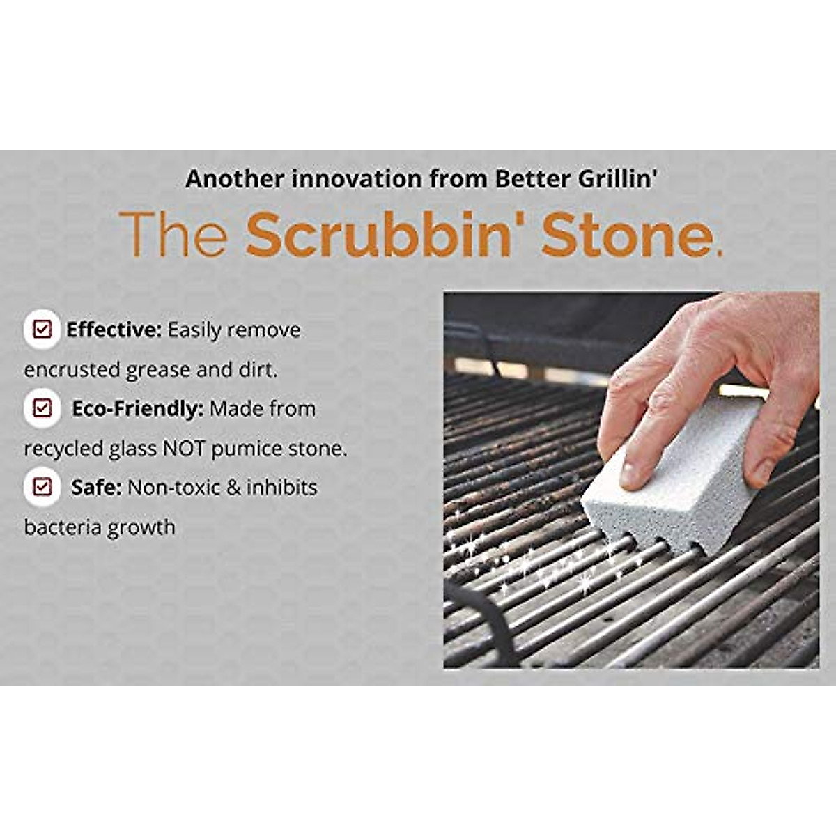 Better Grillin Barbecue Grill Scrubbing Stone, BBQ Grill Brick Cleaner, Griddle Stone Cleaning Block, BBQ Tools, Cleaning Block for Barbeque Grill, Grill Tools for Outdoor Grill, 2 Count (23821)