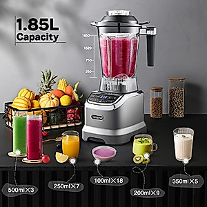 AMZCHEF Smoothie Countertop Blender, 1800 W Professional Blender for Kitchen with 600ml Travel bottle, High-Speed Blender for Shakes, Smoothies, Ice Crushing, Frozen Fruits(Update)