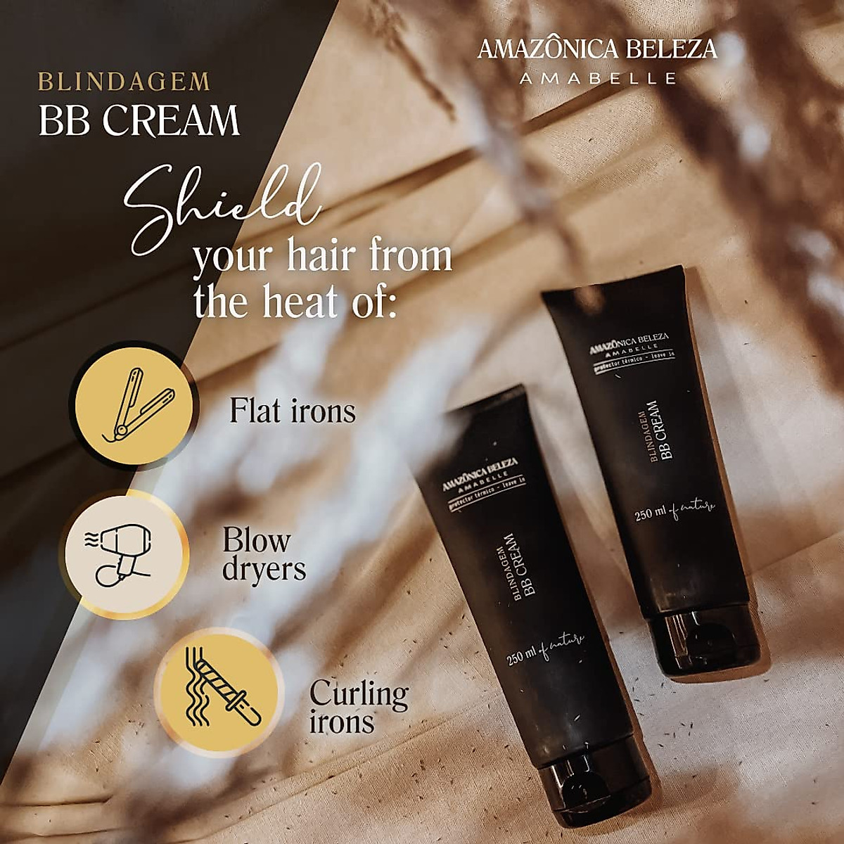 AMAZÓNICA BELEZA AMABELLE Blindagem Hair Leave-in Cream, Thermal Heat Protector Cream, Preventing Damage Seasonal Changes, Daily Use, 8.4 Oz