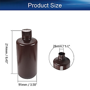 Bettomshin 1Pcs Small Mouth Reagent Bottle, 1000ml PE Plastic Liquid Sealing Bottle, Round Light Container Lab Sample Storage Brown with Screw Cap