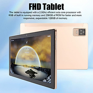 10.1 Inch Tablet Android 12 Tablet, Android Gaming Tablet, Octa Core Processor, 6GB RAM 256GB ROM, FHD Touchscreen, 8MP+16MP Dual Camera, 2.4G/5G WiFi, BT5.0, 7000mAh Battery (Gold)