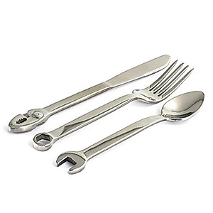 WRENCHWARE – LARGE 3-piece Silverware Set Tool Fork, Knife and Spoon + Silverware Case Storage - Unique Novelty Flatware & Cutlery Set - Kitchen Utensil Set is a Greata Gift & Conversation Piece