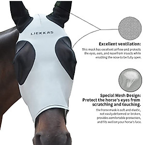 Super Comfort Horse Fly Mask Elasticity Fly Mask with Ears UV Protection for Horse(XL,Purple)