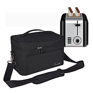 BAGLHER丨Toaster Storage Bag,Carrying Bag,Compatible With Most 2-slice Toasters,With a Front Accessory Bag,Which can Hold Accessories and Jam.Black, 12× 7× 7.5 inches