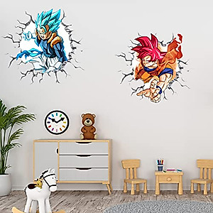 2 Pcs Large Anime Wall Decal Realistic 3D Comics Poster Decals Vinyl Wallpaper Kids'bedroom Living Room Playroom Nursery Wall Decor Gift Supplies(15.7“x35.4")