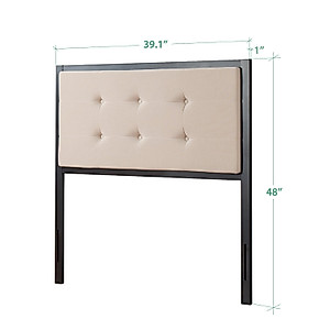 ZINUS Barbara Upholstered Headboard Button Tufted Upholstery, Easy Assembly, Twin, Taupe