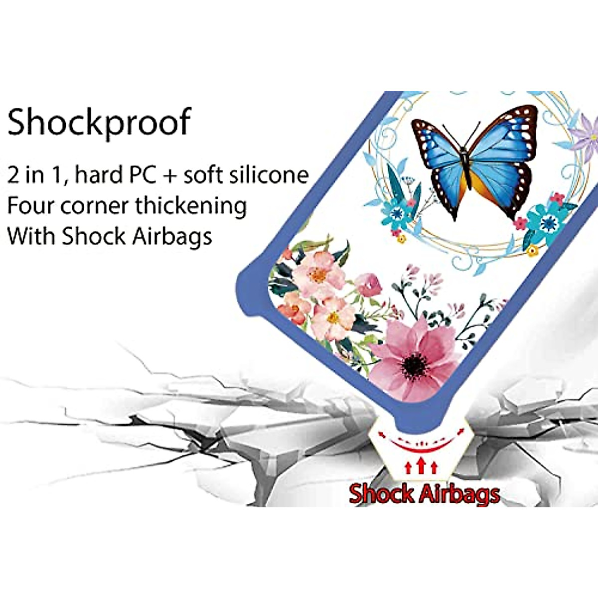 Case for Infinix Smart 6 Case Compatible with Infinix Smart 6 Phone Case Cover [with Tempered Glass Screen Protector][PC + TPU 2 in 1][Ring Support] [Luminous Effect] YGL-LHD