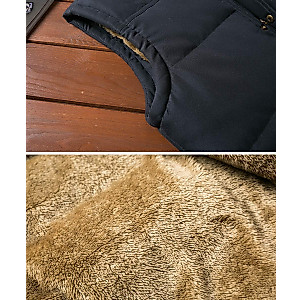 Vcansion Men's Outdoor Casual Stand Collar Thicken Qulited Fleece Jacket Padded Vest Lightweight Down Cotton Vest Coat Blue US M