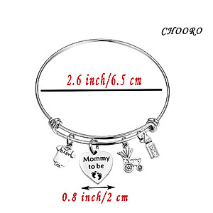 CHOORO Mommy to Be Bracelet Expectant Mother Bracelet New Mom Gift Pregnancy Announcement Gift for Mother-to-be (Heart Mommy to be bb)
