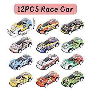 108PCS Race Car Party Favors Car Themed Birthday Party Goodie Bags Stuffers with Party Straw, Bubble Slap Bracelet,Race Cars,DIY Car Stickers,Pencil Caps Suitable Race Car Party