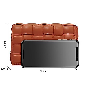 Women Woven Padded Cassette Crossbody Bags Purse Shoulder Handbags Small Square Bag Designer Handbag Clutch Brown