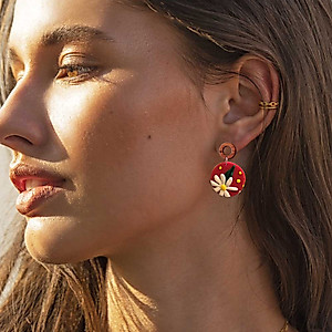 DoreenBeads 30Pcs Natural Wooden Stud Earrings Posts with Loop for Jewelry Making- Ring Shaped Wood Earring Posts with Ear Backs for Women DIY Earring Making Personalized Jewelry Findings