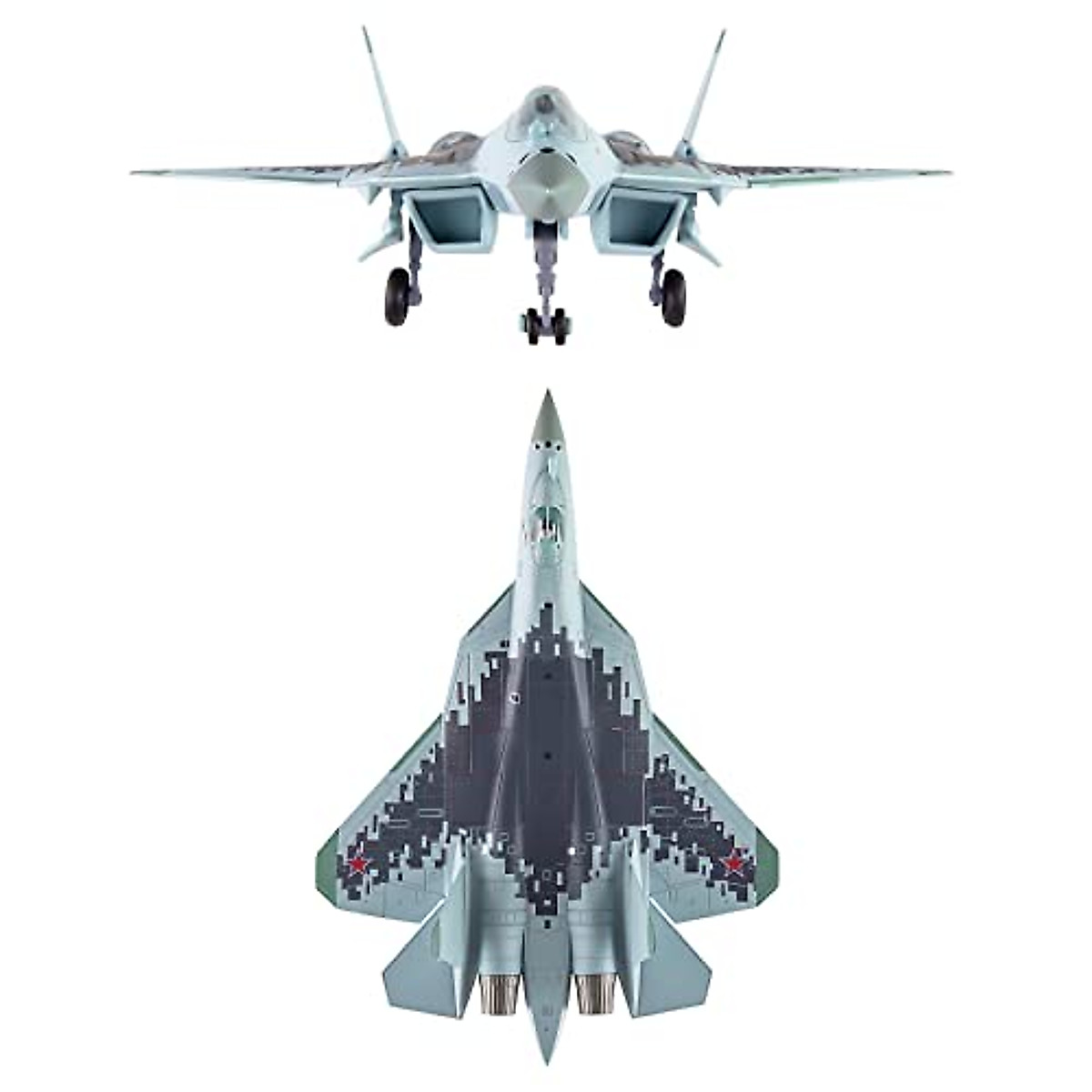 Busyflies Fighter Jet Model 1:100 Scale SU-57 Diecast Model Planes Attack Falcon Fighter Model Planes Painted Diecast Military Airplane Model for Collection and Gift