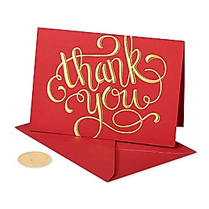 Papyrus Blank Holiday Thank You Cards Boxed with Envelopes, Blank Red and Gold (12-Count)