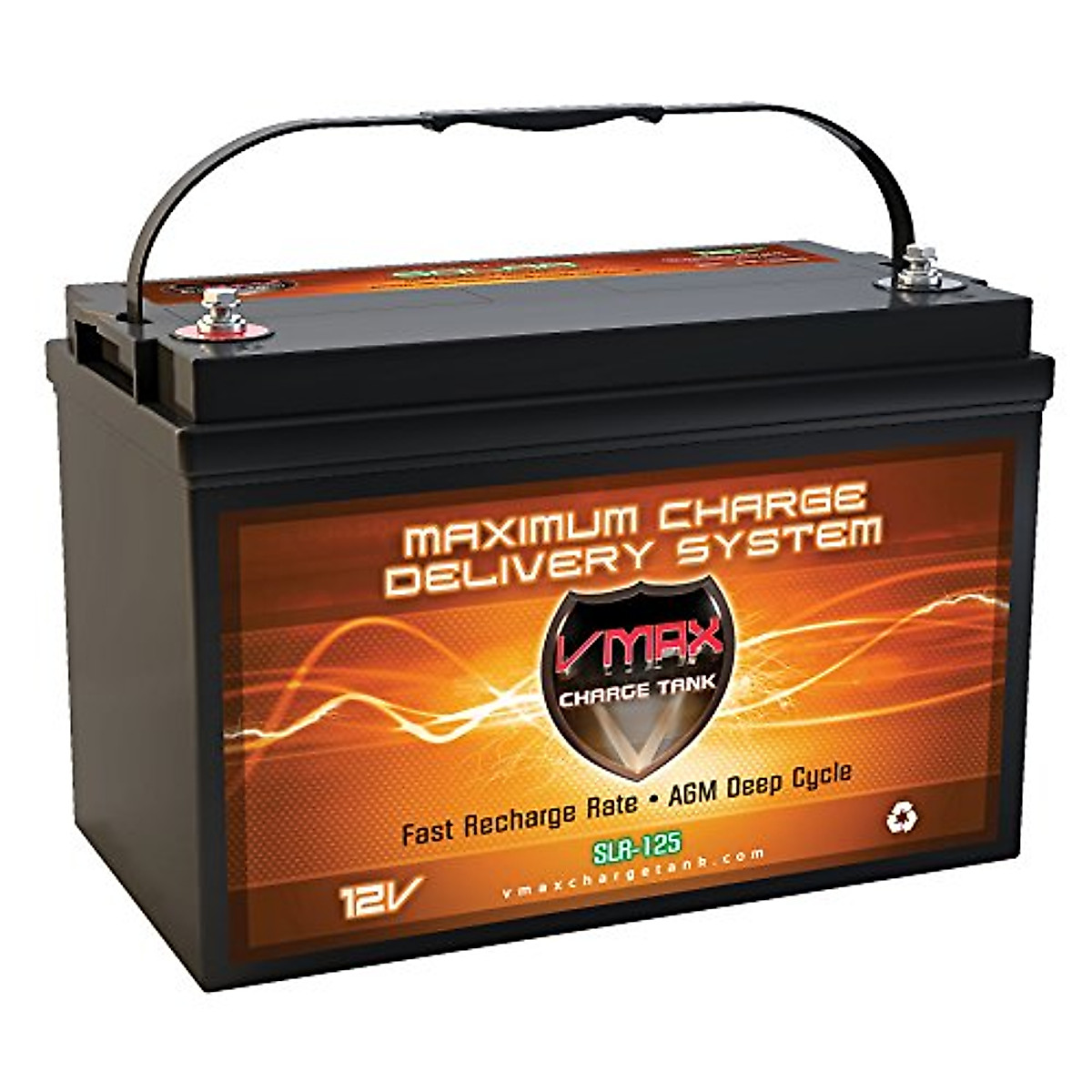 VMAXSLR125 AGM 12V 125Ah SLA rechargeable deep cycle battery for use with Pv solar panels smart chargers, wind turbines and inverters and backup power (12 volt 125Ah group 31 AGM)