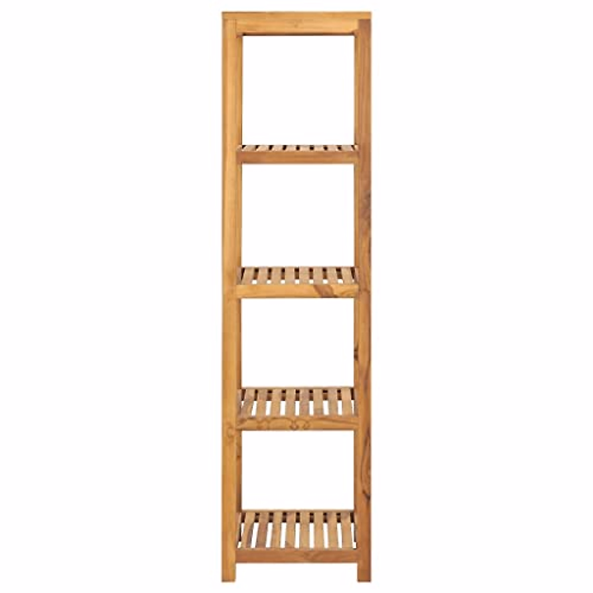Makastle Bathroom Storage Rack 4-Tier Shelf Freestanding Wood Stand Organizer Multifunctional Shelving Unit Stand Tower for Living Room, Bedroom, Kitchen, Solid Wood Teak 16.5"x16.5"x65"