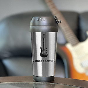 LaserGram 16oz Coffee Travel Mug, Motorcycle, Personalized Engraving Included (Stainless)