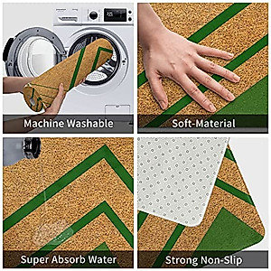 Door Mat 24 X 16 Inch and 32 X 20 Inch Green Line Simple Design Welcome Funny Indoor Outdoor Entrance Doormat Non Slip Welcome Funny Kitchen Bedroom
